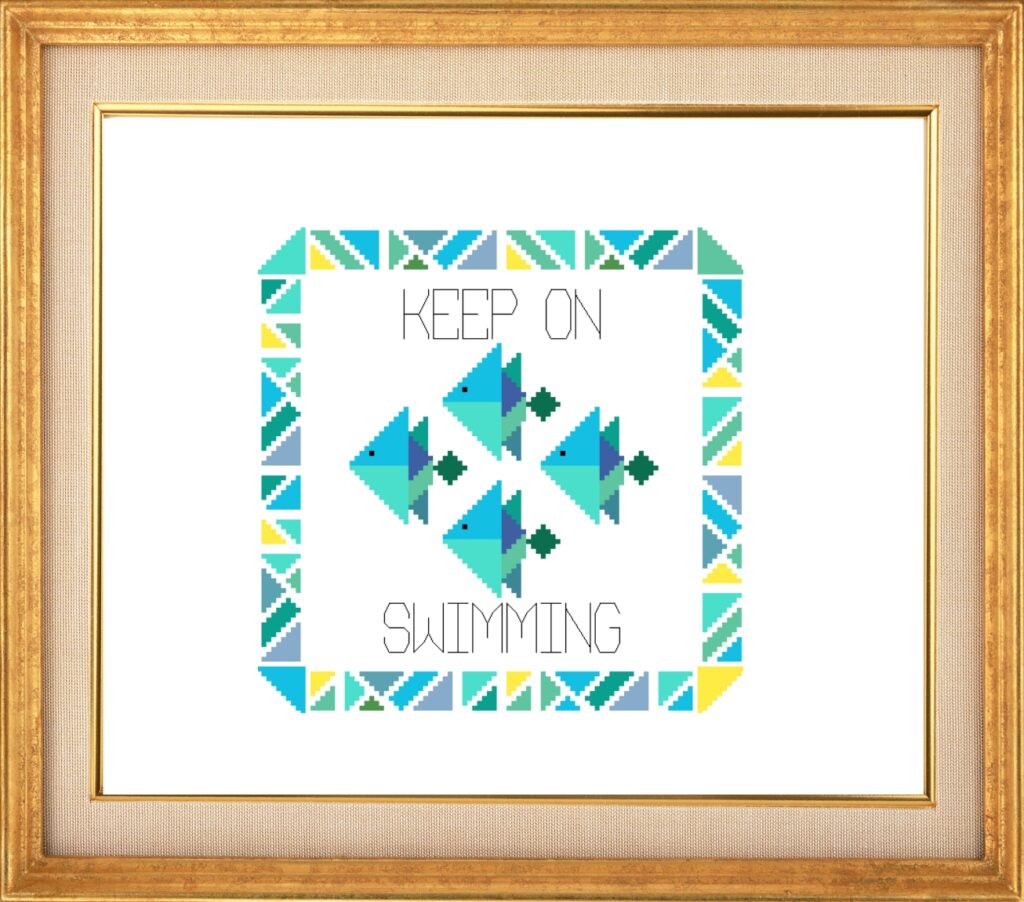 Geometric Keep On Swimming Tropical Fish Cross Stitch Pattern Digital ...